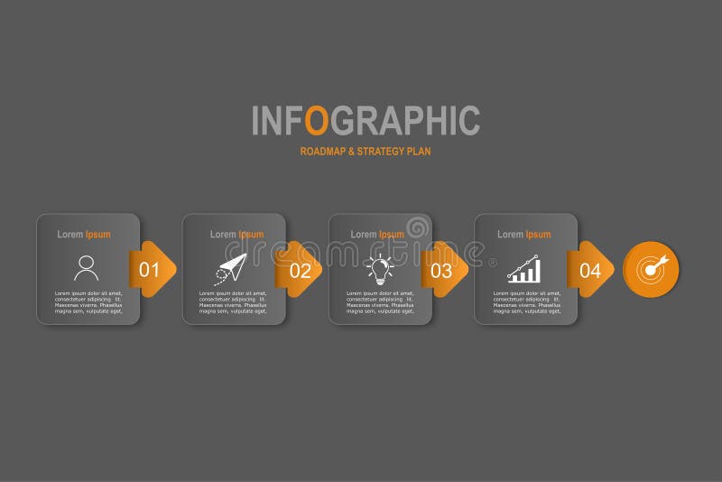 Infographic Element Template, Business Concept with, 4 Steps, Grey ...