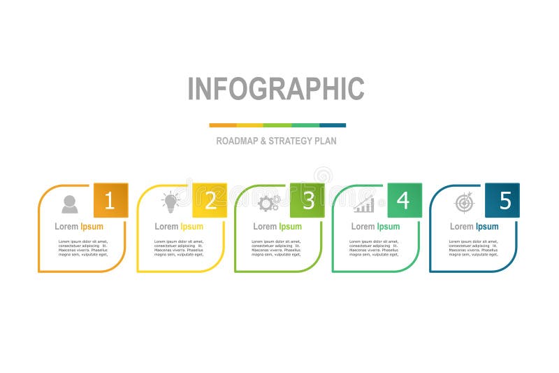 Infographic Element Template, Business Concept with 5 Steps , Minimal ...