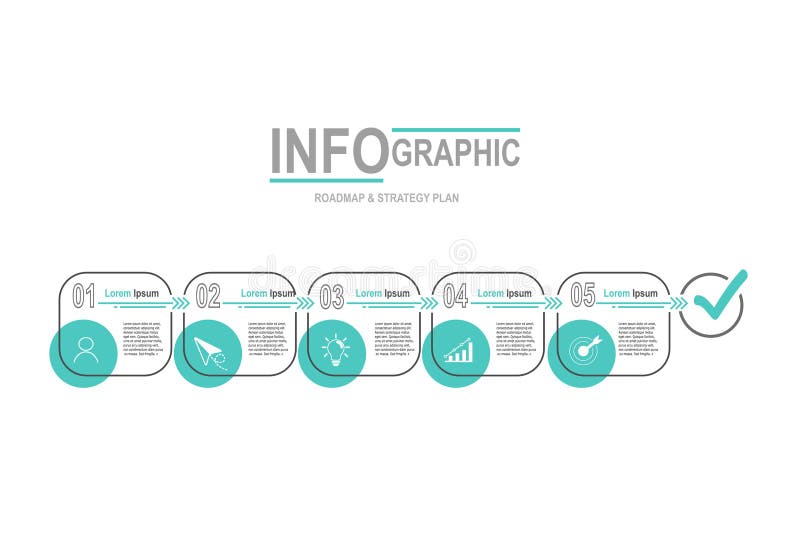 Infographic Element Template, Business Concept with 5 Steps, Minimal ...