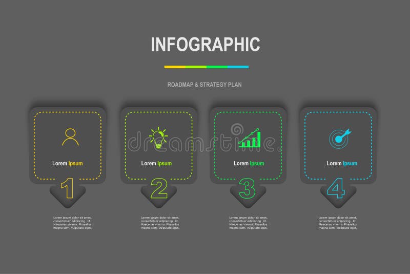 Infographic Element Template, Business Concept with, 4 Steps, Multi ...