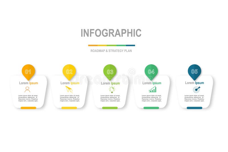 Infographic Element Template, Business Concept with 5 Steps, Multi ...