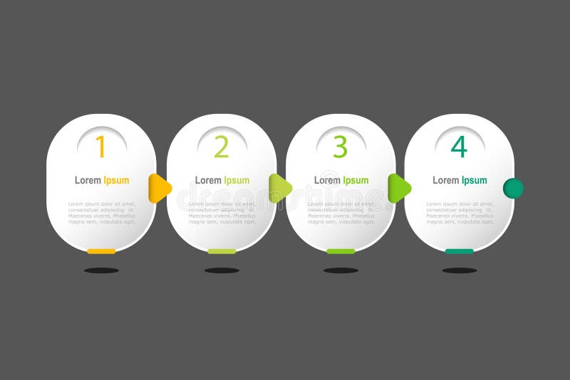 Infographic Element Template, Business Concept with 4 Steps, White Oval ...