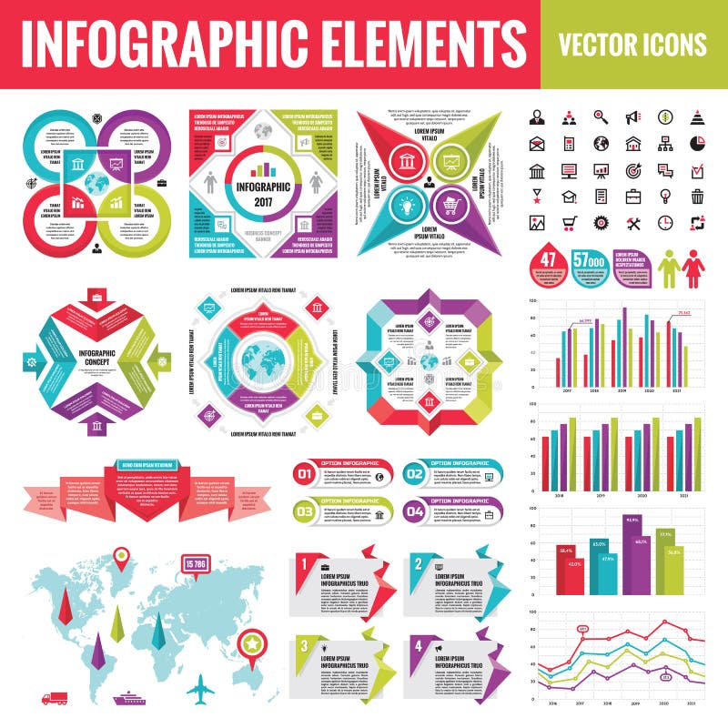 Infographic Elements Template Collection - Business Vector Illustration ...
