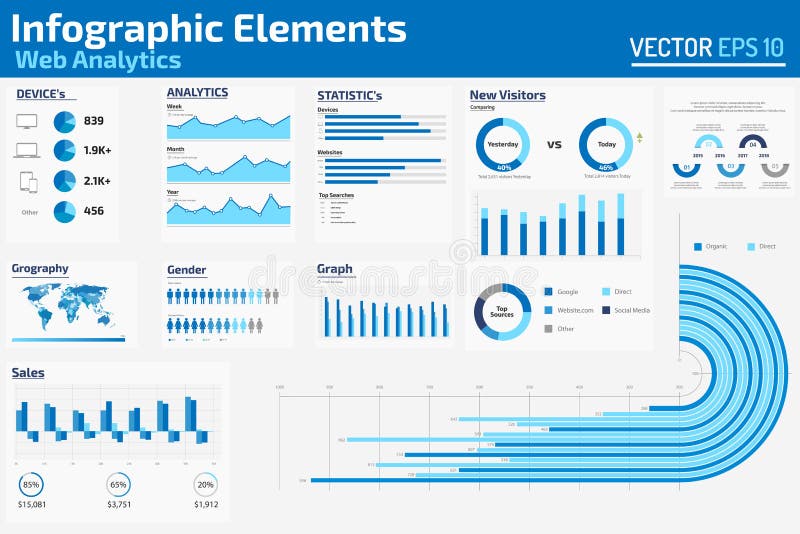 Infographic Elements Web Analytics Design Stock Vector - Illustration ...