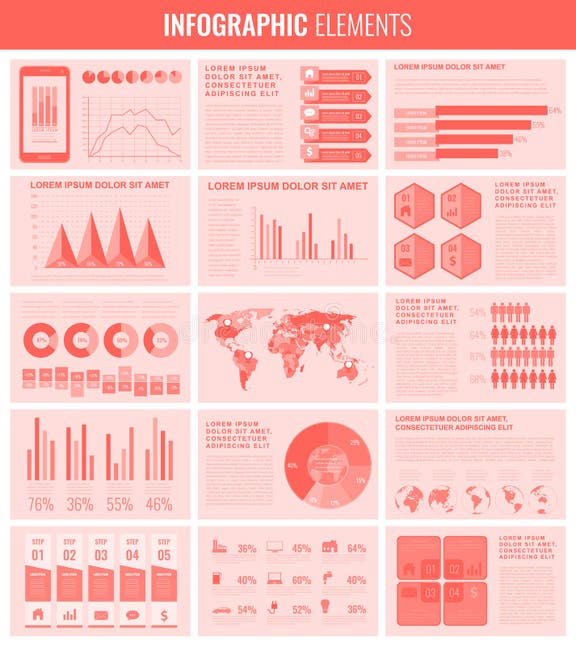 Infographic Elements with World Map and Charts. Vector Stock Vector ...