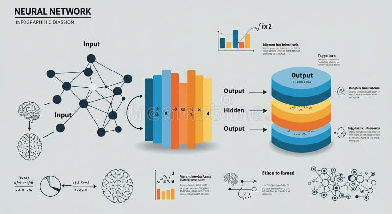 Infographic Explaining a Neural Network. on the Left, a Structure ...