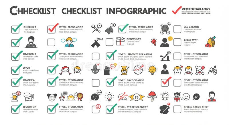 Infographic Features a Checklist Layout with Multiple Columns and Rows ...