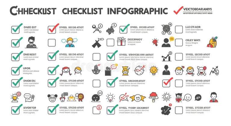 Infographic Features a Checklist Layout with Multiple Columns and Rows ...