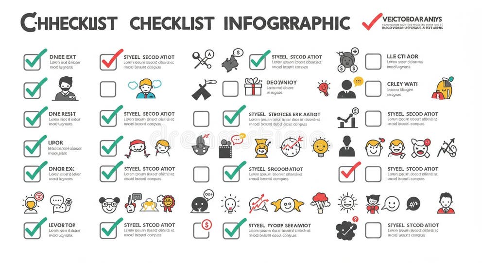 Infographic Features a Checklist Layout with Multiple Columns and Rows ...