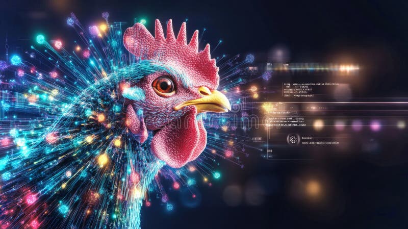 Stylized Infographic Illustration Showcasing a Vibrant Chicken with ...
