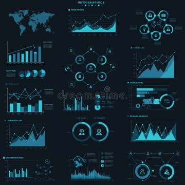 Infographic Features Various Data Visualizations on a Dark Background ...