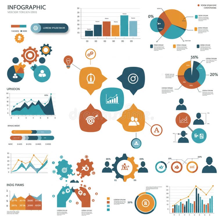 Nfographic Features Various Data Visualizations, Including Pie Charts ...