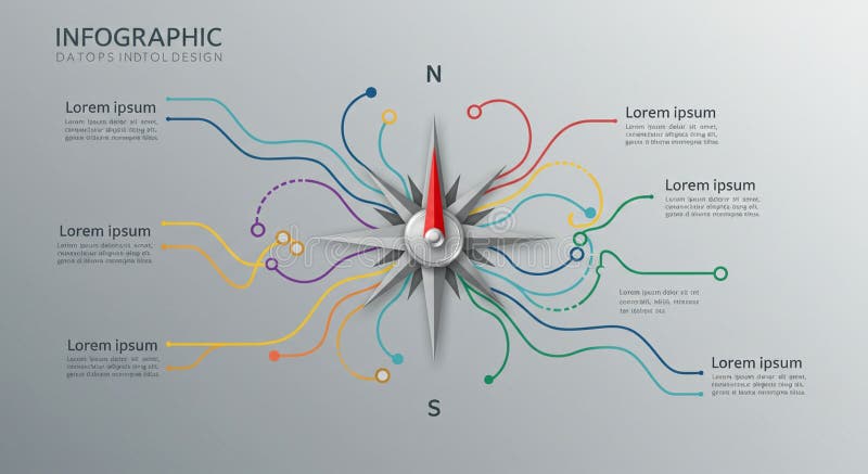 Infographic Featuring a Central Compass Design with Arrows Pointing To ...