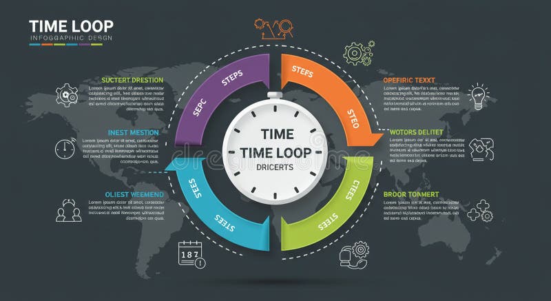 Infographic Featuring a Circular Time Loop Diagram, Divided into Four ...