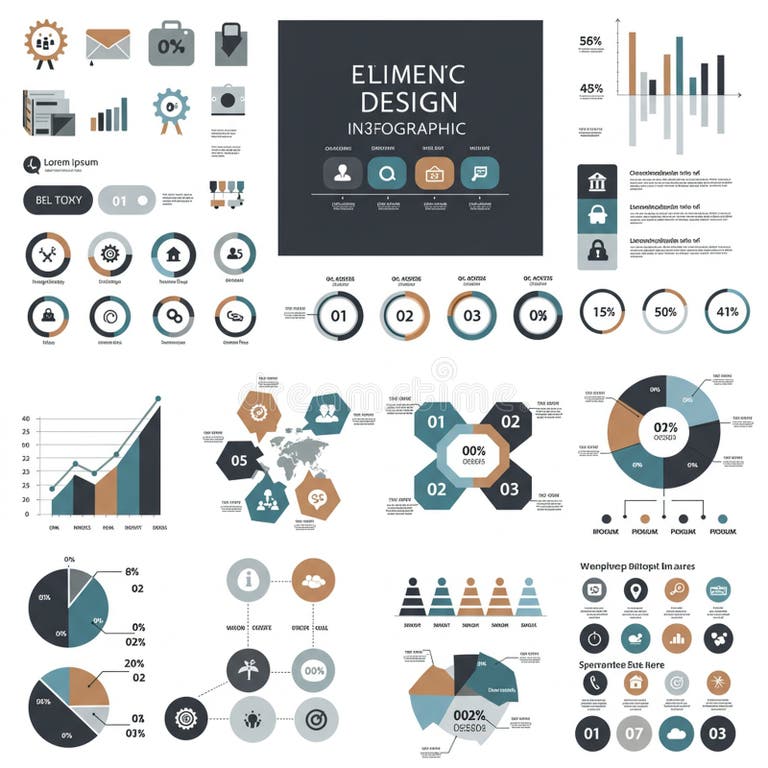 Infographic Featuring Diverse Data Visualization Elements: Bar Graphs ...