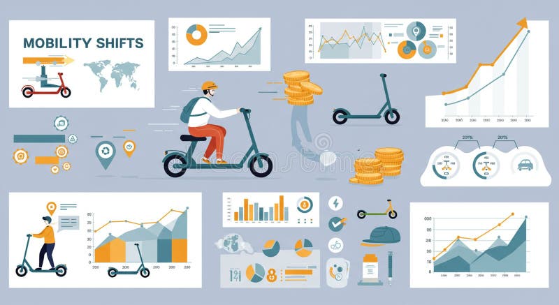 Infographic Featuring Electric Scooters and Related Data Visualizations ...