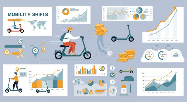 Infographic Featuring Electric Scooters and Related Data Visualizations ...