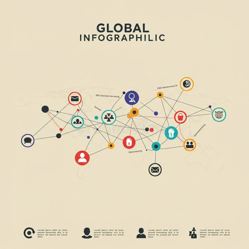 Infographic Featuring a Global Map Network with Various Interconnected ...