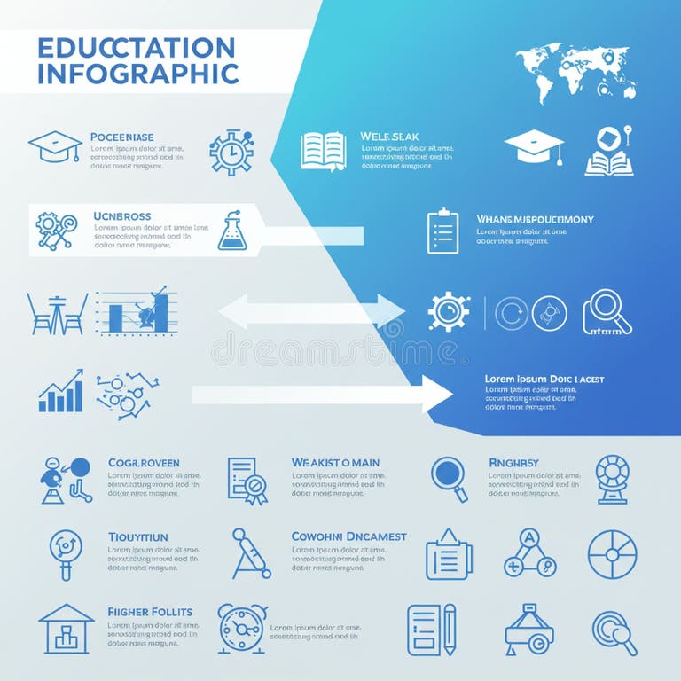 Infographic Featuring a Gradient Blue Background with Various Education-themed Stock ...