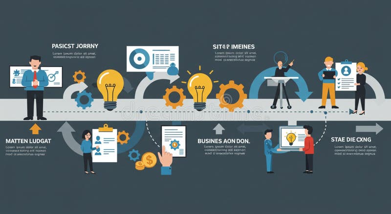 Infographic Featuring a Horizontal Flowchart with Abstract ...