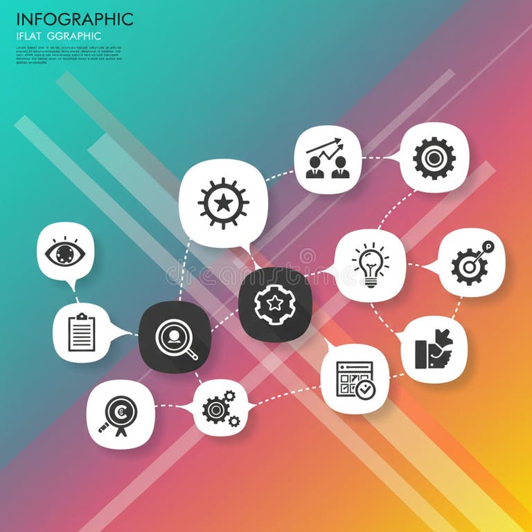 Infographic Featuring Interconnected Icons in Speech Bubbles Over a ...