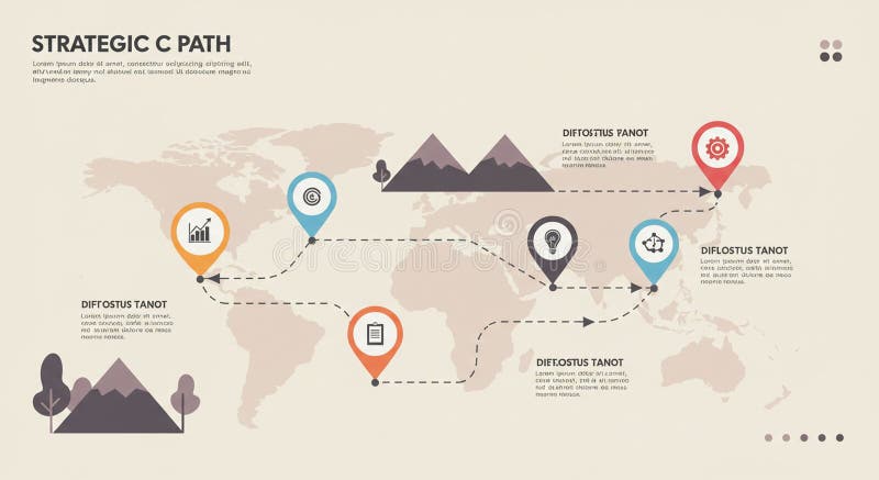 Infographic Featuring a Strategic Path Concept Overlaid on a World Map ...