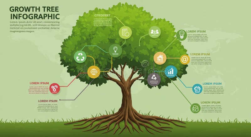 Infographic Featuring a Stylized Tree with a Brown Trunk and Sprawling ...