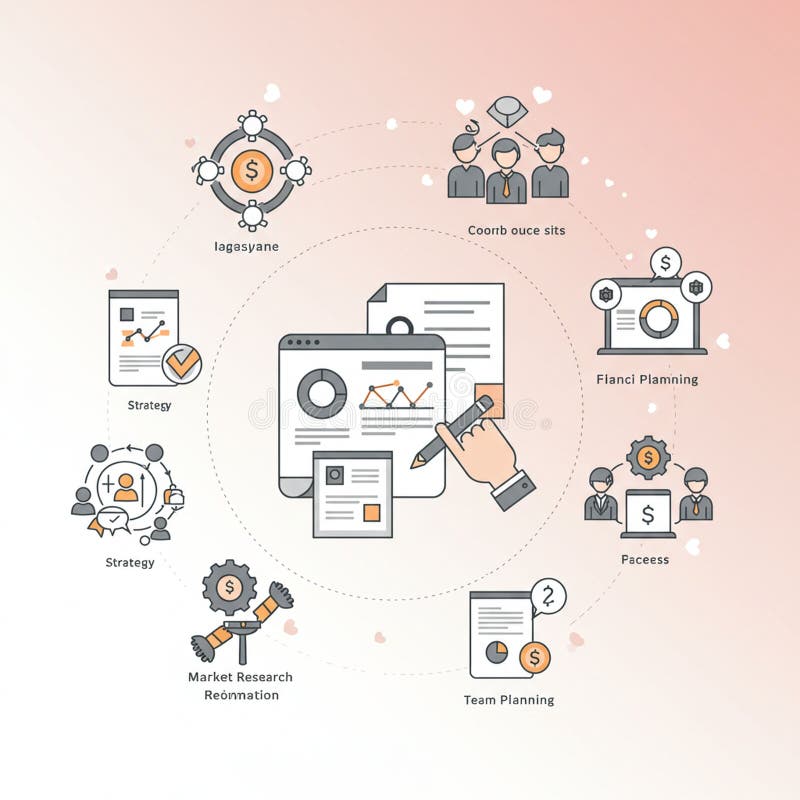 Infographic with a Central Blue Circle Depicting a Microchip Icon ...