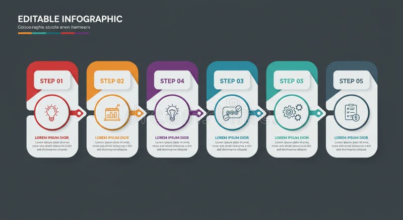 Infographic with Five Sequential Steps, Each Labeled from "Step 01" To ...