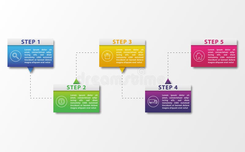 Infographic Five Step Cycle Process Stock Vector - Illustration of ...