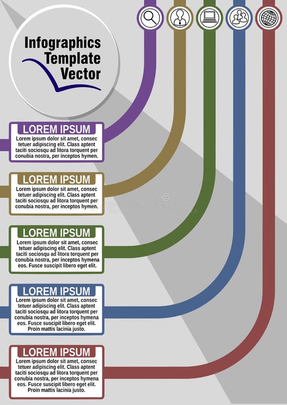 Infographic Five Step Template, Process Visualization in Unusual ...