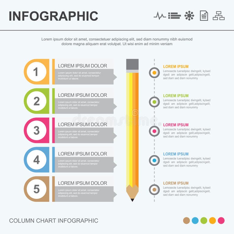Infographic Five Steps of Work Stock Vector - Illustration of equipment ...