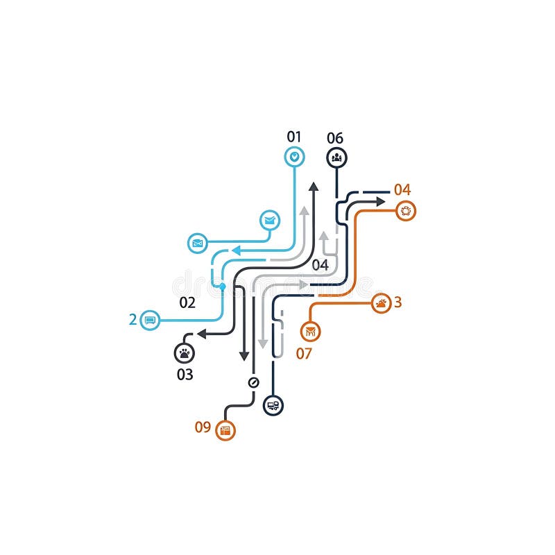 Infographic Flowchart with Icons and Numbers Stock Illustration ...