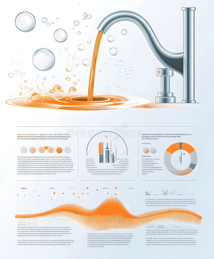 Infographic of Fluid Dynamics with Detailed Water Faucet and Data ...