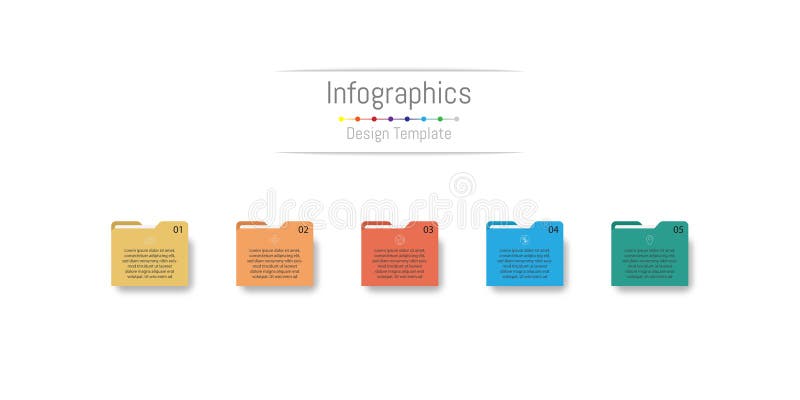 Infographic 5 Folders Design Elements for Your Business Data. Vector ...
