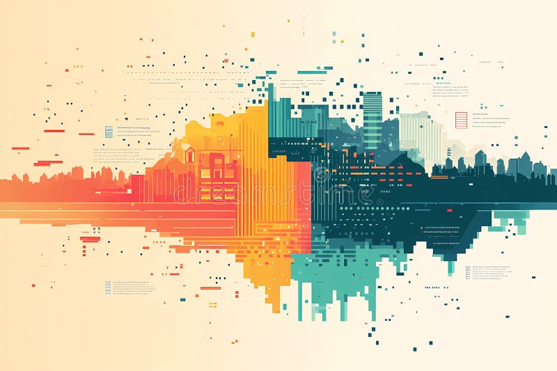 An Infographic of Fragmented and Defragmented Data Stock Illustration ...