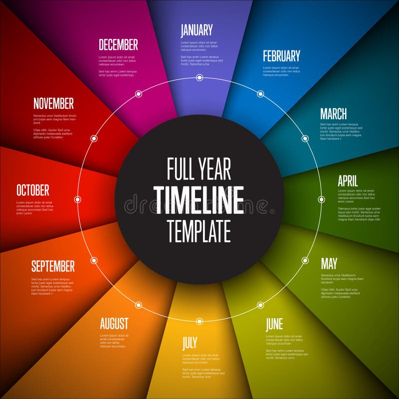 Infographic Full Year Timeline Template Stock Vector - Illustration of ...