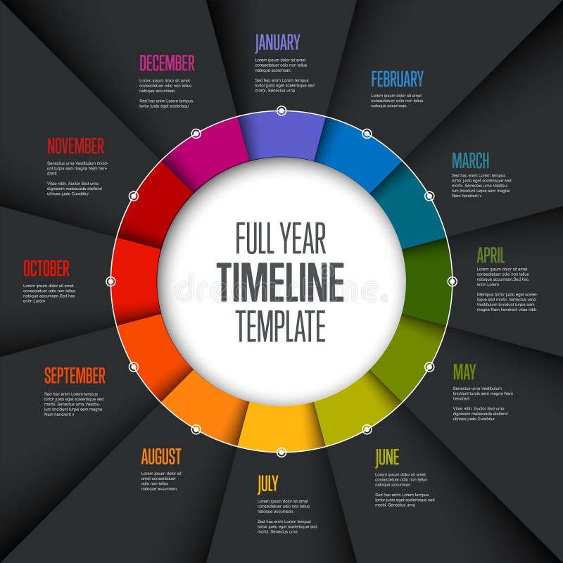 Infographic Full Year Timeline Template Stock Vector - Illustration of ...