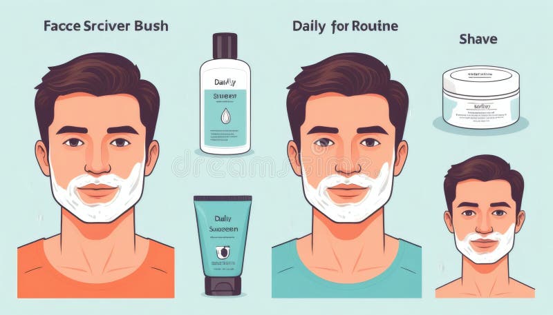 Men S daily Shaving Routine Stock Illustration - Illustration of ...