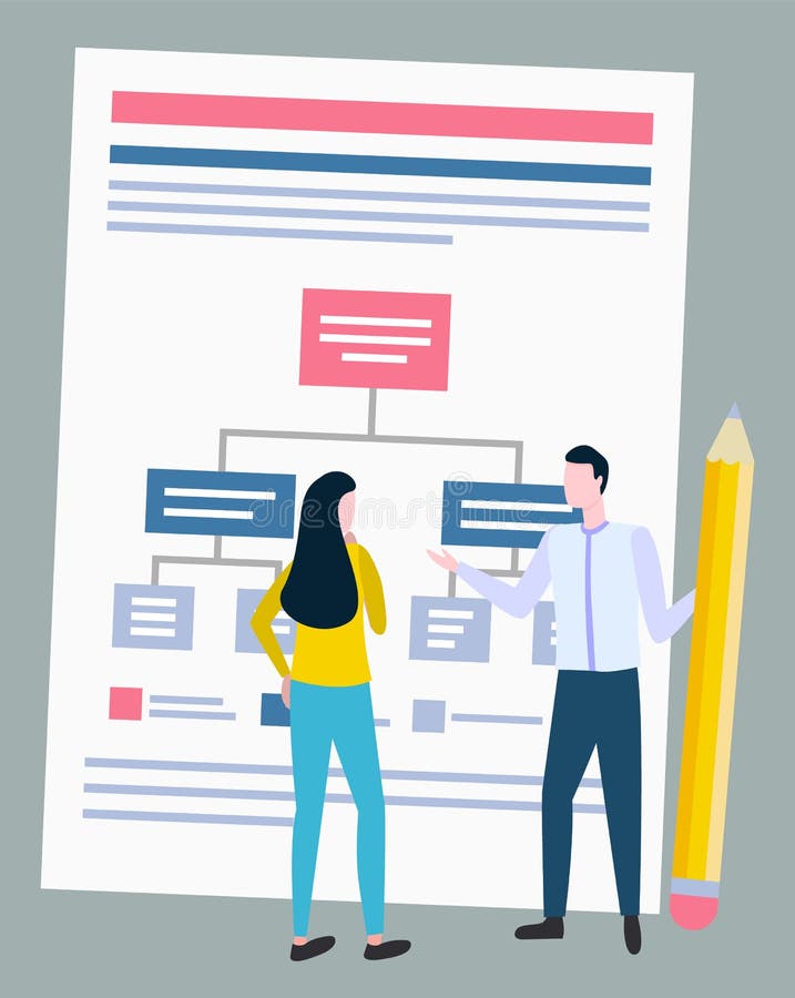 Infographic or Graph, Man and Woman, Office Worker Stock Vector ...