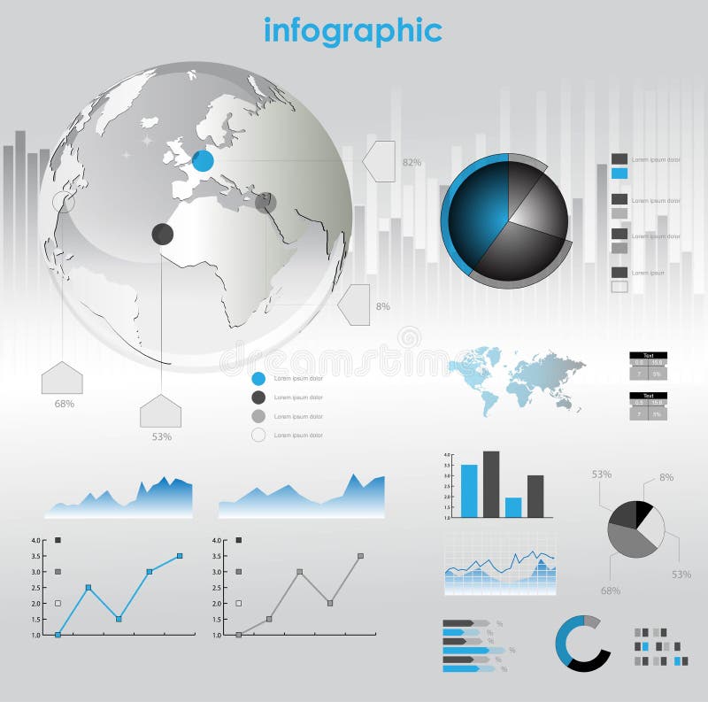 News Infographic Set with Charts and Other Elements. Stock Vector ...