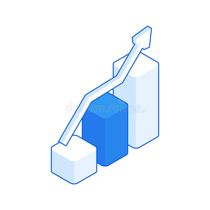 Infographic Growth Vector Isometry. Graph Arrow on Statistical Columns ...