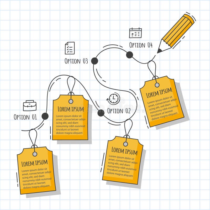 Infographic Hand Drawn Professional Steps with Yellow Color Template ...
