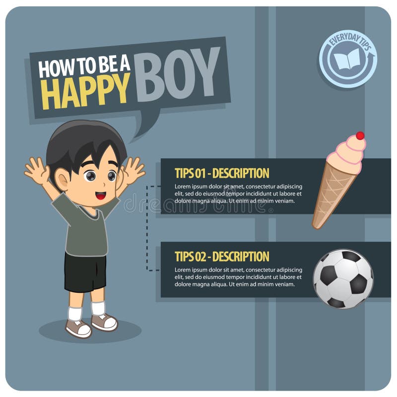 Infographic of an Happy Boy. Vector Illustration Decorative Design ...