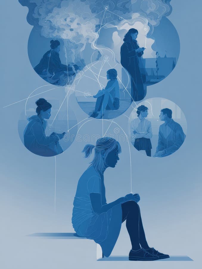 Support System Infographic for Individuals Dealing with PTSD in a Calming Blue Tone Illustrating ...