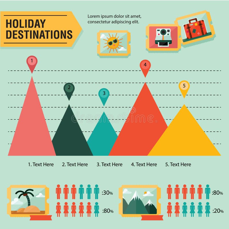 Infographic of Holiday Destinations. Vector Illustration Decorative ...