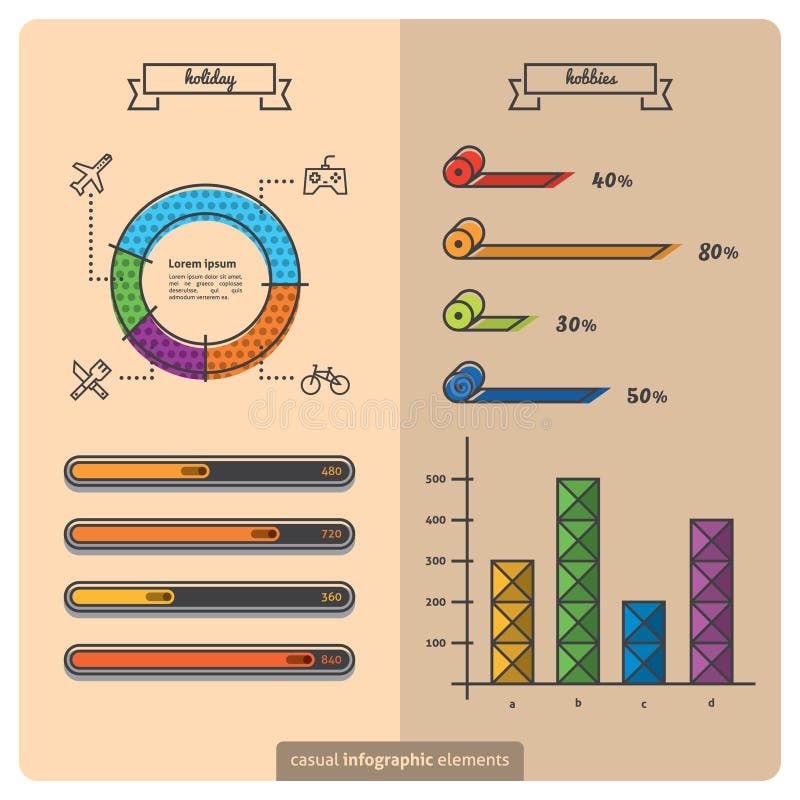 Infographic of Holiday and Hobbies. Vector Illustration Decorative ...
