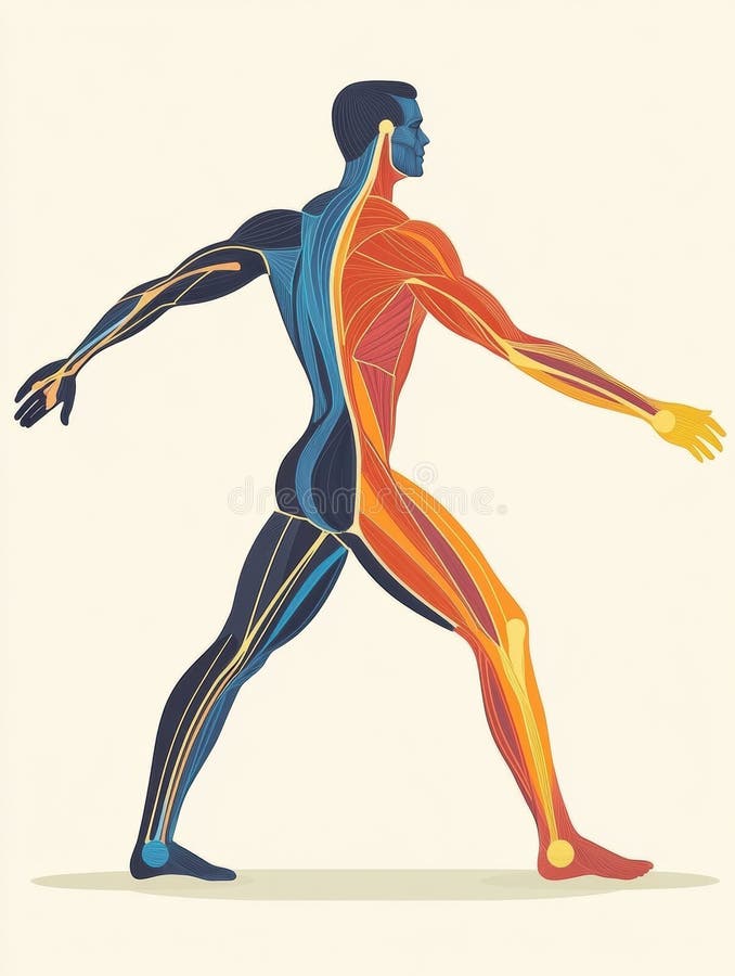 Illustration Displaying Activated Muscles in Human Figure during ...