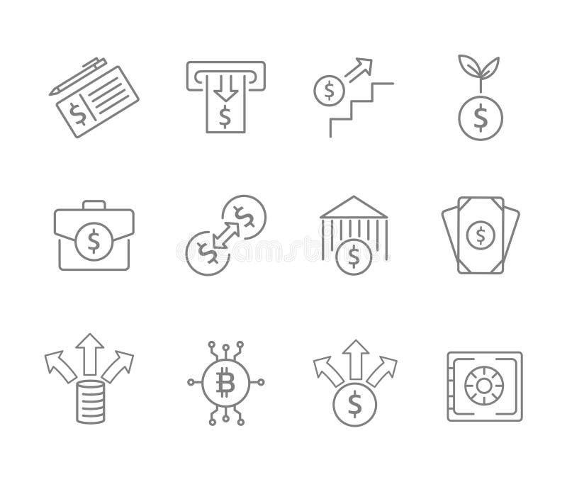 12 Infographic Icon Set for Business, Finance Web Icon Collection. Thin ...