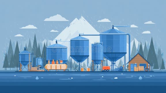 Clean Water Storage Infographic Showing Tanks and Facilities in a ...